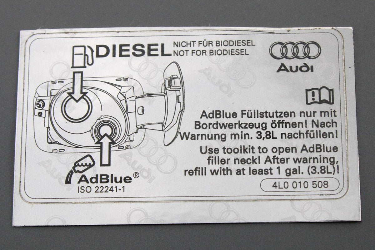 Audi Q5 2009-2017 Q7 2007-2015 fuel flap diesel AdBlue sticker 4L00105 ...