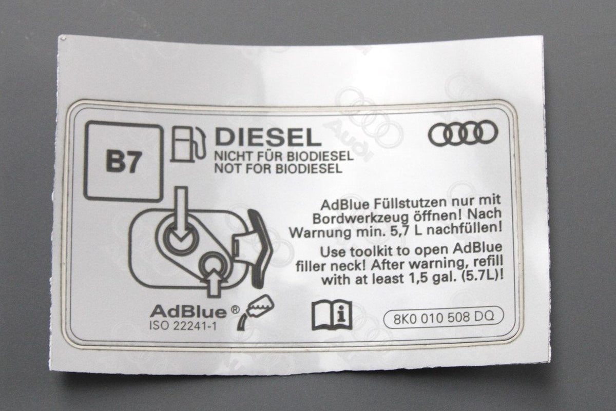 Audi A6 A7 2015-2018 diesel AdBlue information sticker 8K0010508DQ ...