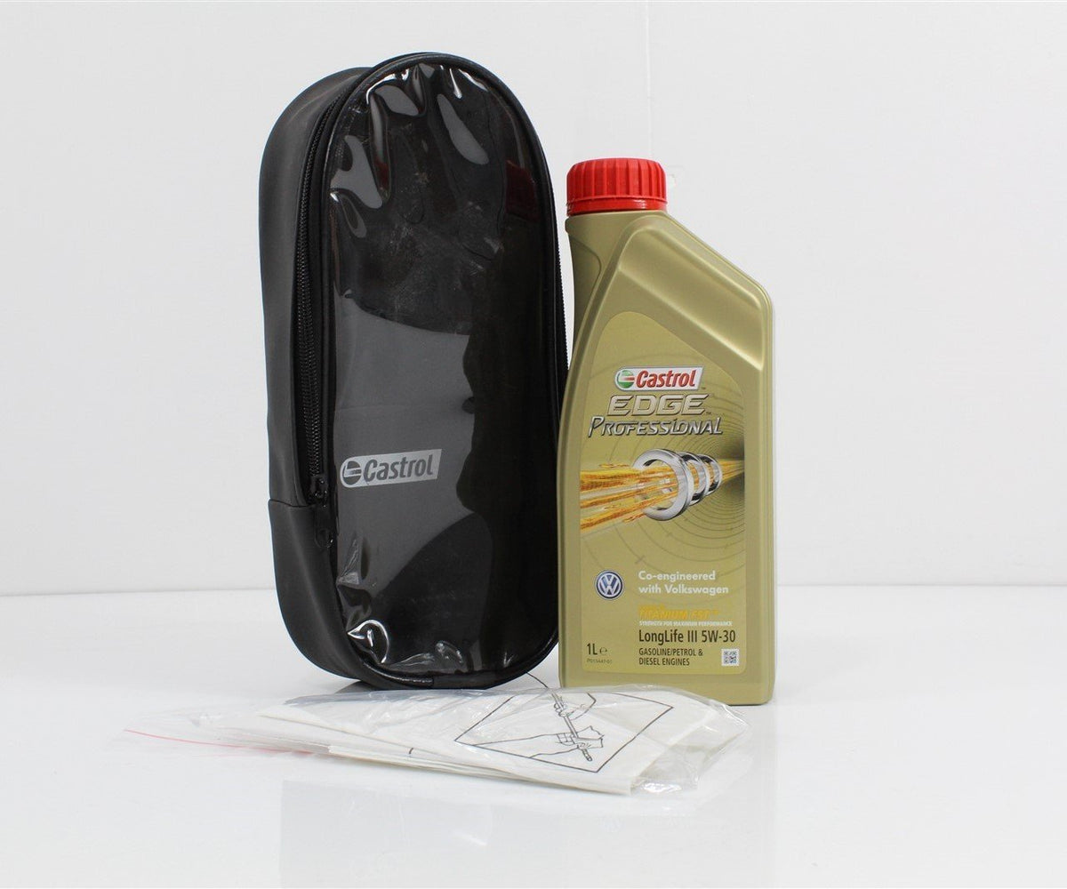 VW Audi Skoda SEAT Castrol Edge 1L 5W30 oil with bag gloves & funnel ...